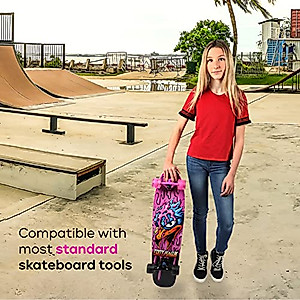 Tony Hawk 31" Complete Cruiser Skateboard, 9-ply Maple Deck Skateboard for Cruising, Carving, Tricks and Downhill, Pink Hawk