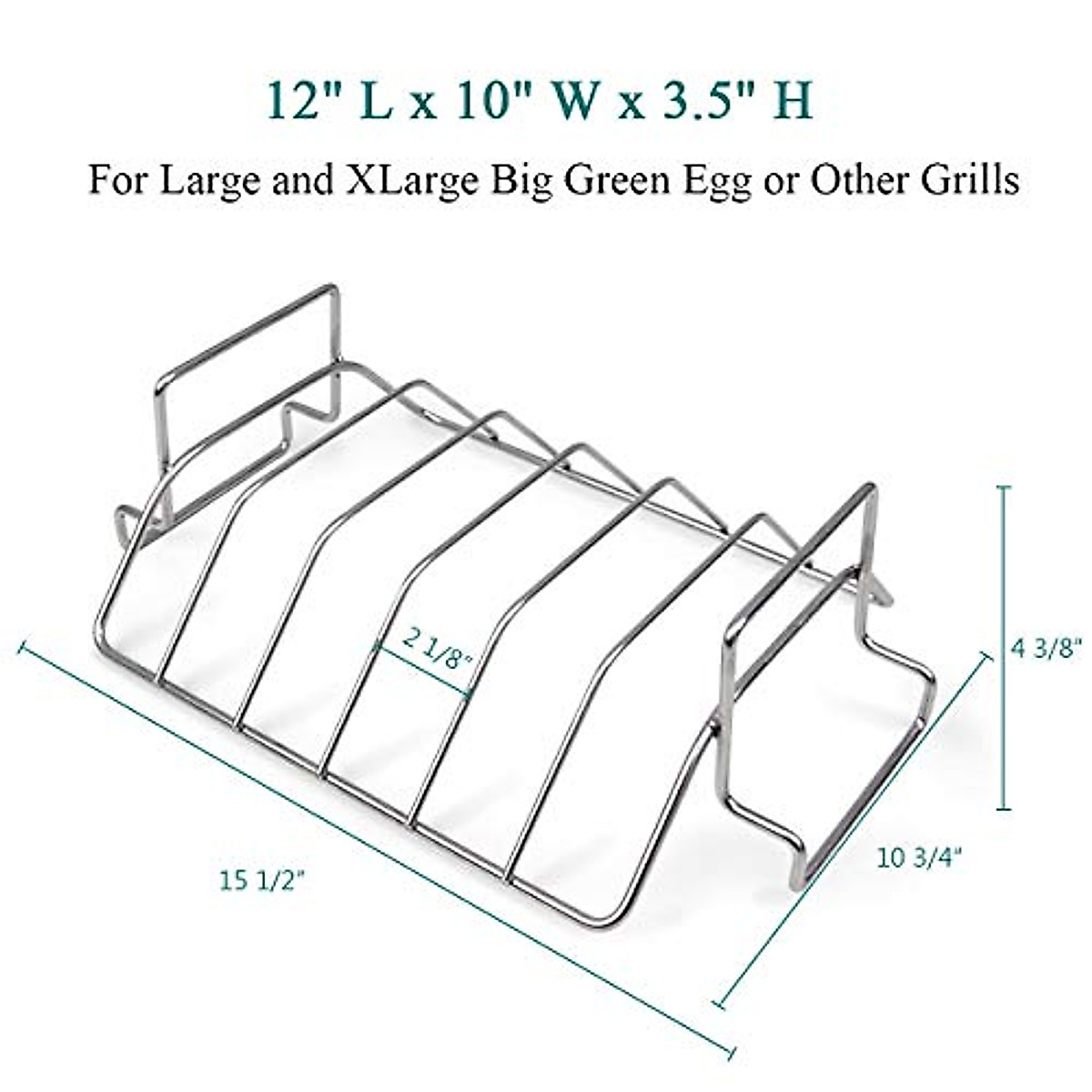 KAMaster Rib Rack and Roast Racks for Smoking and Grilling Fit Large and XLarge Big Green Egg,Stainless Steel Dual-Purpose Turkey Rack