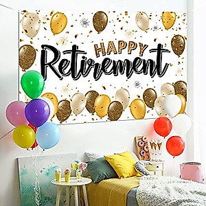 LASKYER Happy Retirement Gold Large Banner - Cheers to Retirement Home Wall Photoprop Backdrop,Farewell Goodbye Party Decorations.