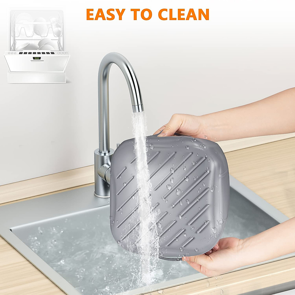 Air Fryer Silicone Pots, Silicone Air Fryer Basket with Heat-proof Gloves, Non Stick Food Safe Air Fryer Oven Accessories, Square Reusable Waterproof Oil-proof Food Grade Easy to Clean