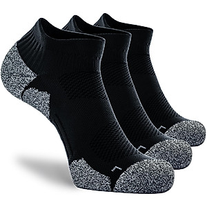 CWVLC Unisex Cushioned Compression Athletic Ankle Socks Multipack, 3-pairs Black, L (10.5-13 W US/ 9-11.5 M US)