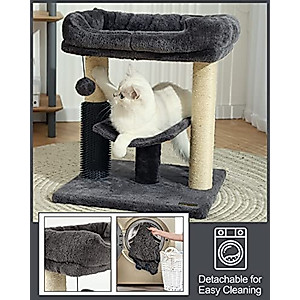 Hoopet cat Tree Tower,cat Scratching Post for Indoor Cats,Featuring with Super Cozy Perch,Cat Self Groomer and Interactive Dangling Ball Great for Kittens and Cats