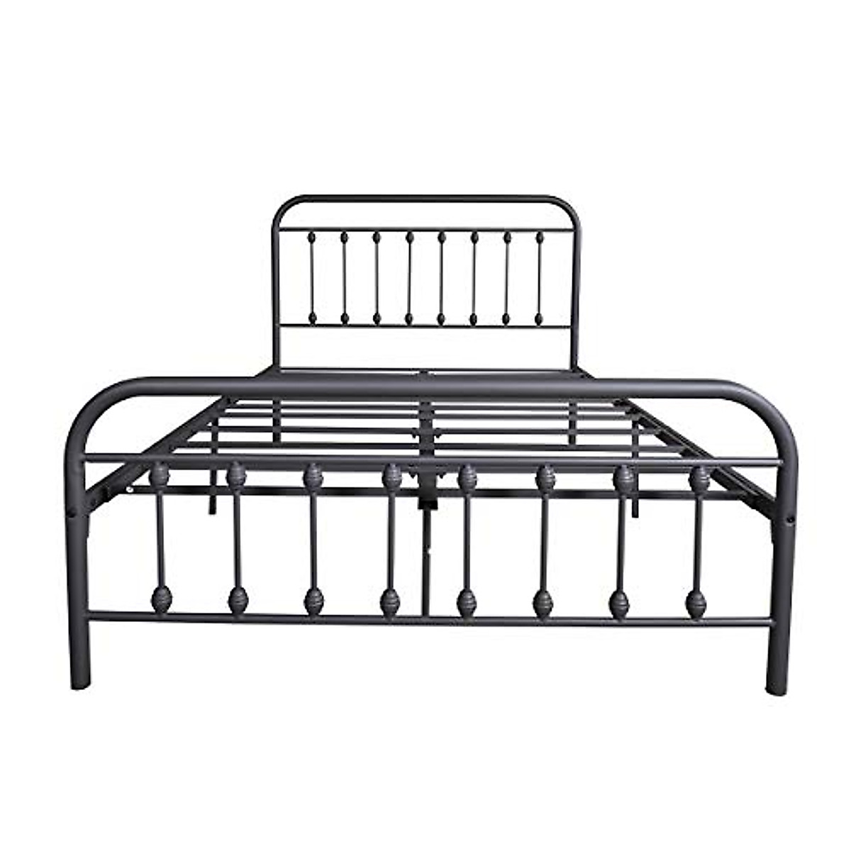 DUMEE Metal Queen Bed Frame with Headboard and Footboard Farmhouse Platform Bed Frame Queen Size Under Bed Storage No Box Spring Needed, Textured Black
