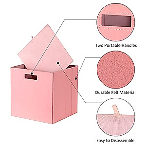 childishness ndup Foldable Cube Storage, 3 Packs, Collapsible Storage Bins with Dual Handles, Felt Storage Baskets for Bedroom, Playroom, Shelves, Nursery Closet Organizers 12 x 12 Inch, Pink
