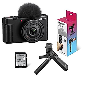 Sony ZV-1F Vlogging Camera, Black with ACCVC1 Vlogger Accessory Kit