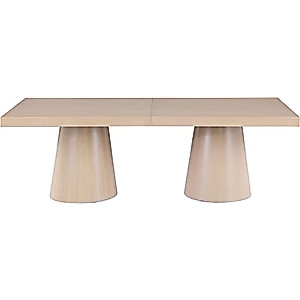 Meridian Furniture 502Oak-T Tavolo Collection Modern | Contemporary Dining Table, Rich Natural Oak Finish, MDF With Natural Oak Veneer, 2 Table Leaves Included, 95" / 113.5" / 132" W x 47.5" D x 31" H