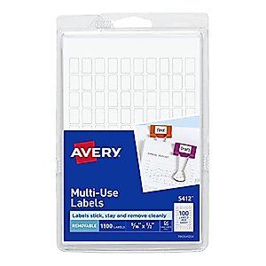 Avery Removable Rectangular Labels, 0.31 x 0.5 Inches, White, Pack of 1100 (5412)