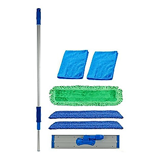 Real Clean 18 inch Professional Commercial Microfiber Mop with Three 18 inch Premium Microfiber Mop Pads and 2 Microfiber Towels