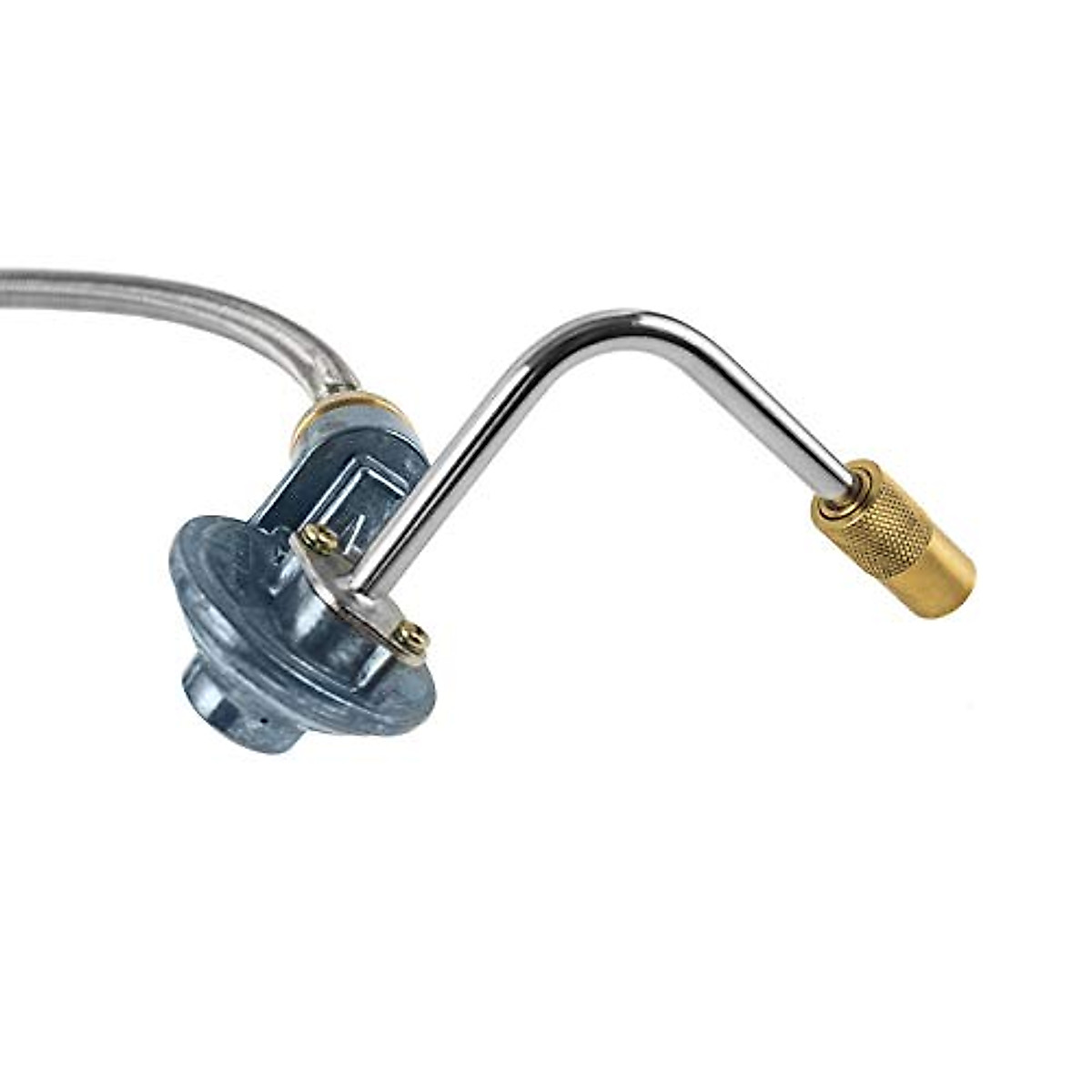 AJinTeby Griddles Regulator Gas Grill Regulator and 5FT Stainless Steel Braided Propane Adapter Hose for Blackstone 17 Inch and 22 Inch Tabletop Griddle; Pit Boss PB336GS, Blue Rhino Razor Griddle