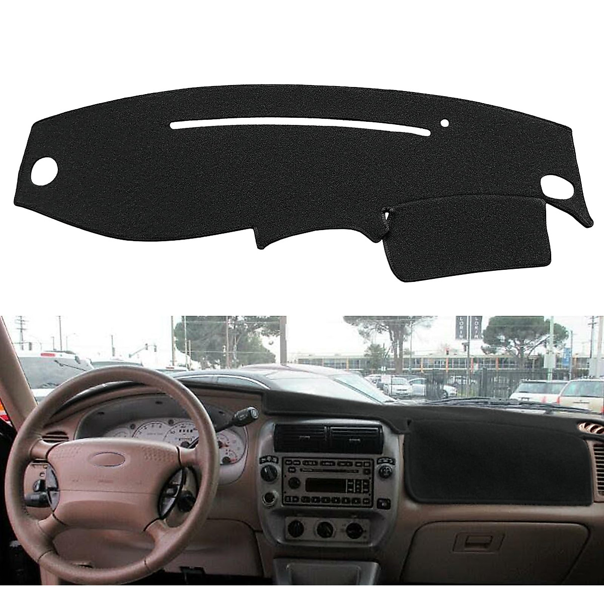 Yiz Dash Cover Mat Custom Fit for Ford Ranger 1995-2011,Ford Explorer 1995-2001,Mercury Mountaineer 1997-2001 and Mazda B2300 B2500 B3000 B4000 1995-2010,Dashboard Cover Pad Carpet (Black) J35