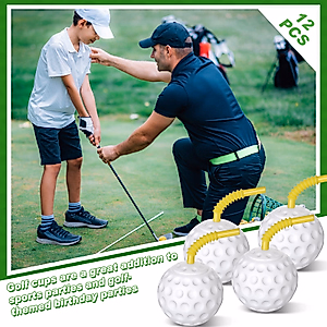 Golf Ball Cups with Lid and Straw - 14 oz Plastic Party Favors, Shaped Decorations for Drinking, Themed Parties (12)