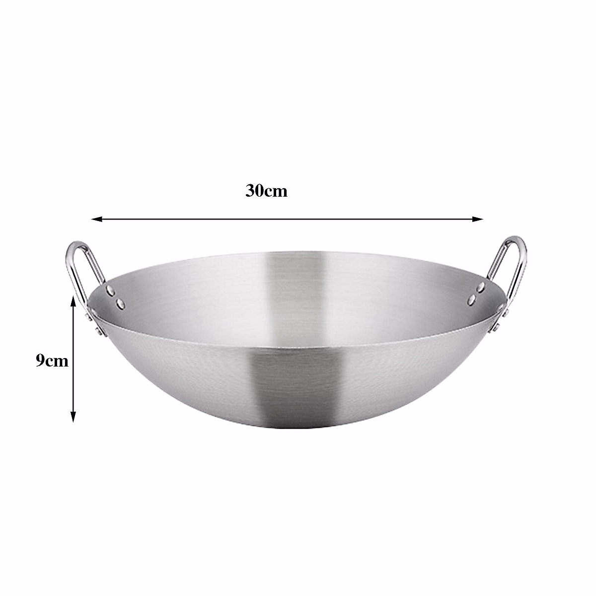 YWJLQH Stainless Steel Dual Handle Wok Pan for Grilling Crispy Potatoes and Omelettes, 30cm