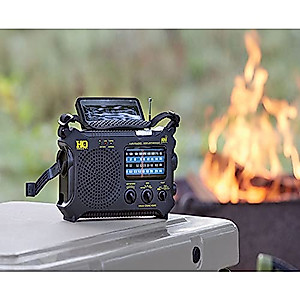 HQ ISSUE Dynamo Emergency Radio Hand Crank Solar Portable W/AM FM, NOAA Weather Alert, Shortwave, & Flashlight, Black
