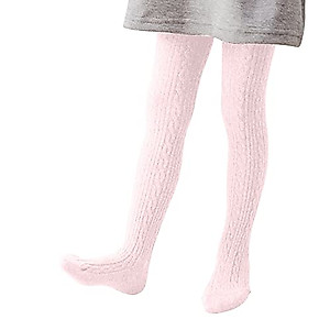 AwarFy Kids Baby Girls Tights Toddler Cable Knit Warm Leggings Seamless Stretchy Stockings Pantyhose (Hot Pink, 12-24 Months)