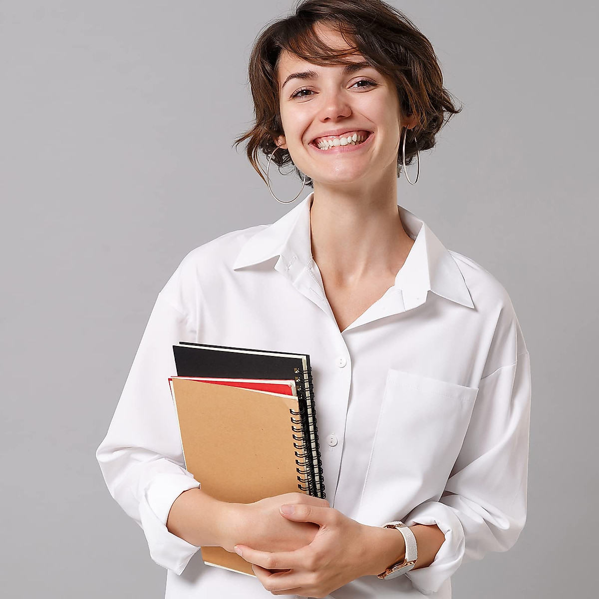 Leinuosen 18 Pack A5 Spiral Notebook Ruled Journal Notebook Notepad Sketchbook Hardcover Lined Notebooks Journals for Office School Supplies, 5.5 x 8.3