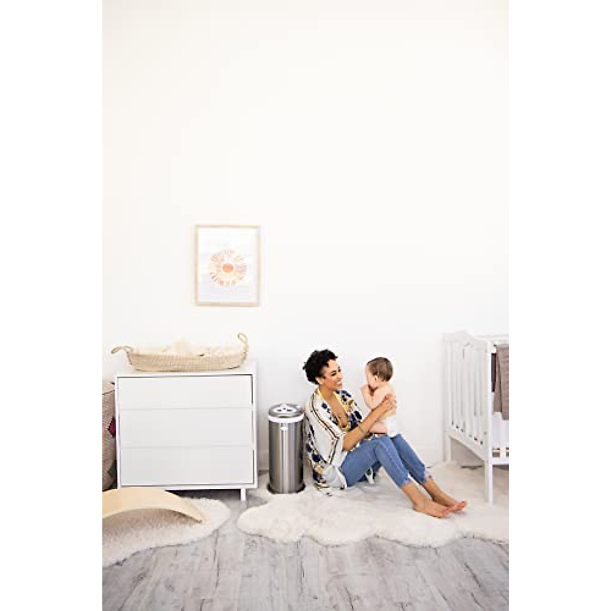 Ubbi Steel Odor Locking, No Special Bag Required, Money Saving, Awards-Winning, Modern Design Registry Must-Have Diaper Pail, Chrome