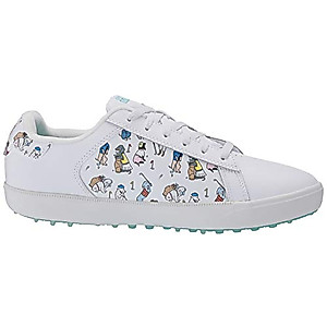 Skechers Men's Women's Go Drive Dogs at Play Spikeless Golf Shoe, White/Blue, 8.5