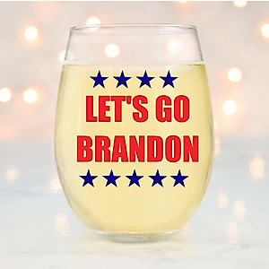 Laguna Design Co. Let's Go Brandon Wine Glass, 21 Oz, Republican Gift, Conservative Wine Glass, MAGA,Black and Red