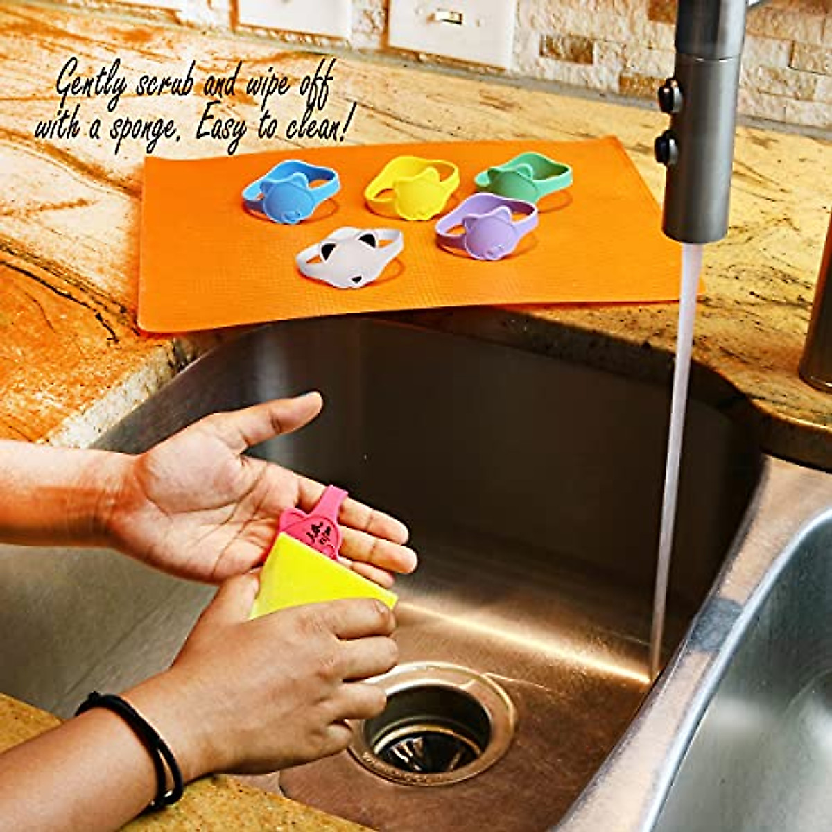 Baby Bottle Labels for Daycare –6 Multi-Colored Unique Panda-Shaped Reusable Silicone Name Labels Fit Popular Bottles and Sippy Cups – Includes Waterproof Marker (Standard - Fits All Other Bottles)