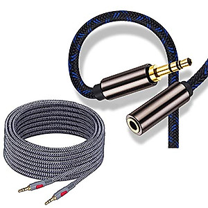 Ruaeoda 3.5mm Aux Cord 30 ft Bundle with 3.5mm AUX Extension Cable 20 ft
