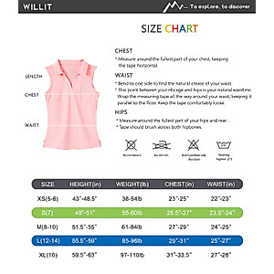Willit Girls' Sleeveless Polo Shirts Golf Tennis Polo Lightweight Shirts Quick Dry Light Blue L