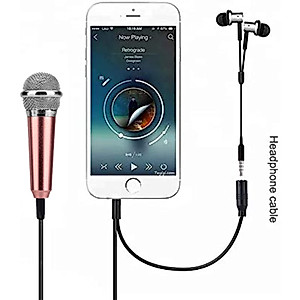 Mini Microphone,Singing Mic Equipment,Beautiful Vocal Quality,Mini Type Space Saving,Metal Frothing Process,3.5mm Audio Connector,Suitable for Laptop, iPhone, Android Phone (Golden)Auxiliary