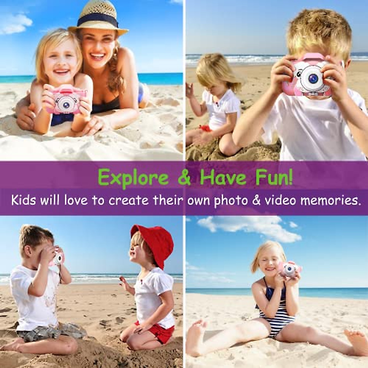 Sinceroduct Mini Kids Camera for Girls & Boys- 20MP Digital Camera for Kids & Toddlers – Kids Selfie Camera Video Camera, 2.0 Inch IPS Screen - 32GB SD Card Included - Pink