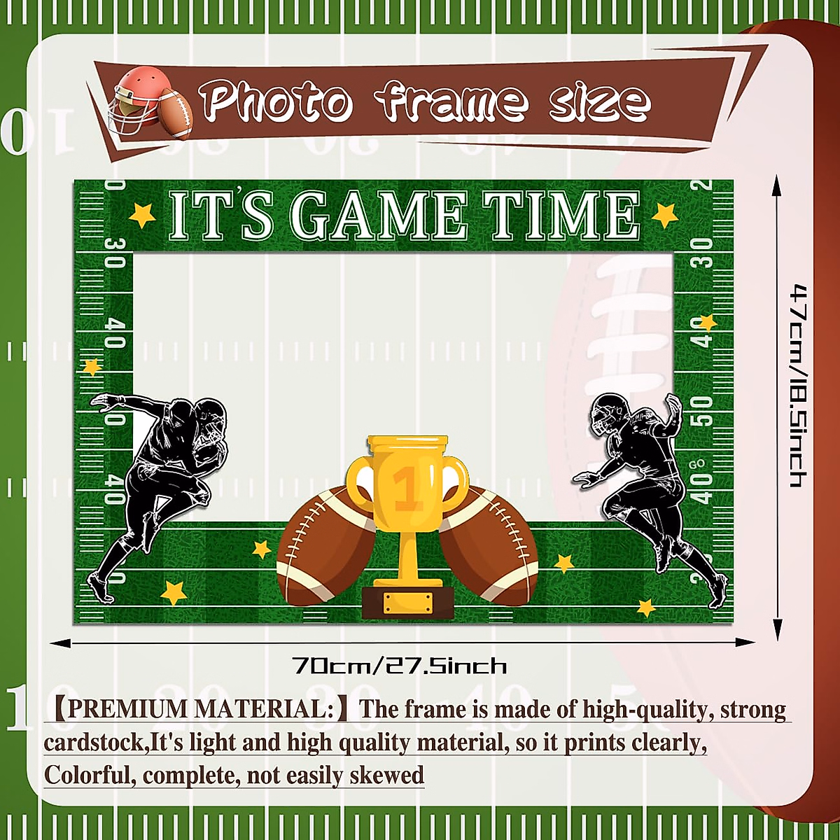 Football Photo Booth Props, Super Bowl Game Day Decorations Football Touchdown It's Game TIME Selfie Props with Photo Frame for Sport Football Superbowl Theme Party Favors Supplies