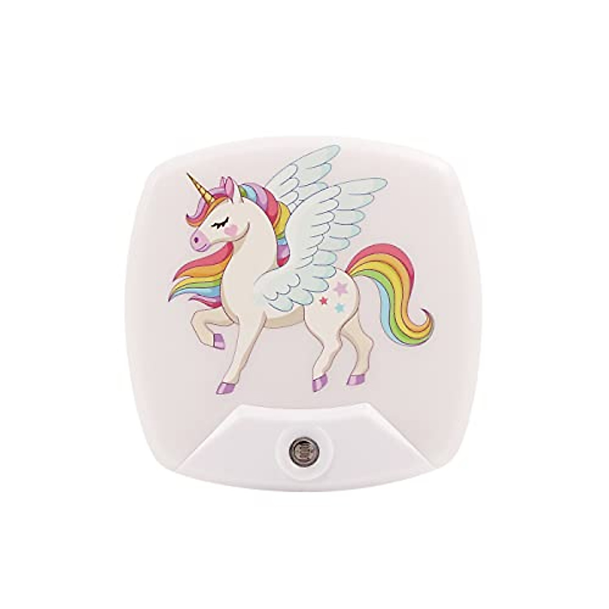 2 Pack - Cartoon Unicorn LED Plug-in Night Light for Kids - Wall Lamp Take Good Care Children Sleep Light Sensor Auto Controlled Nightlights for Baby Nursing D