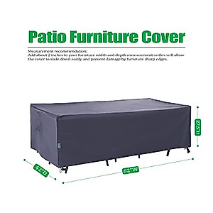 F&J OUTDOORS Patio Outdoor Patio Table Cover 62 x 42 x 27.5 inches, Waterproof UV Resistant Snow Protection for Rectangular Dining Table, Grey