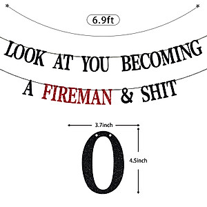 Congrats Firefighter Banner, Look at You Becoming a Fireman, Glittery Happy Graduation Party Decorations Backdrop Gifts