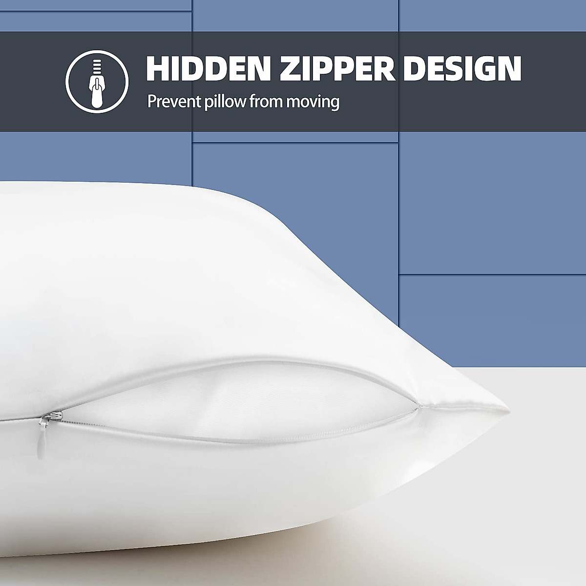 LONGPHEI Silk Satin Pillowcase Cooling Pillow Cases for Hair and Skin White Pillowcses 2pcs (White-C, Standard)