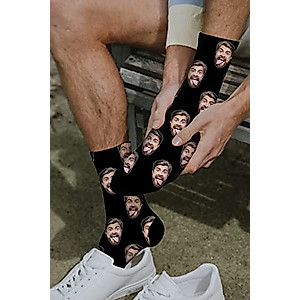 Dreamdecor Custom Funny Socks with Photo Novelty Face Crew Socks Personalized Funny Gifts for Men Women Kids