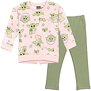 STAR WARS The Mandalorian The Child Toddler Girls Fleece Sweatshirt Legging Set Pink/Green 5T
