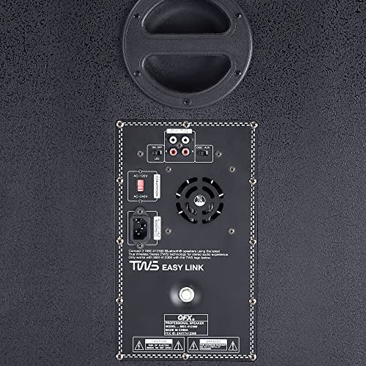 QFX SBX-412300BT TWS Bluetooth Triple 12” Woofer Triple 1” Tweeter Recording High-Performance PA Cabinet Speaker with 10-Band Graphic EQ, 2 Microphone Inputs, Guitar Input, and AUX Input, Blue