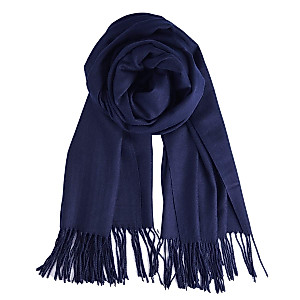 QBSM Womens Navy Blue Winter Pashmina Scarf Blanket Formal Shawls and Wraps for Evening Dresses