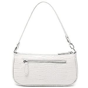 HROECHY Shoulder Bags for Women Small White Purse Y2K Handbag Crocodile Pattern Clutch 90s Purses