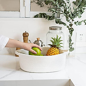 Goodpick Small White Woven Baskets set, Baby Gift baskets 5 different sizes for Diapers, Towels, Snacks, Rope Toy Storage Basket for Bedroom, Living room, Nursery