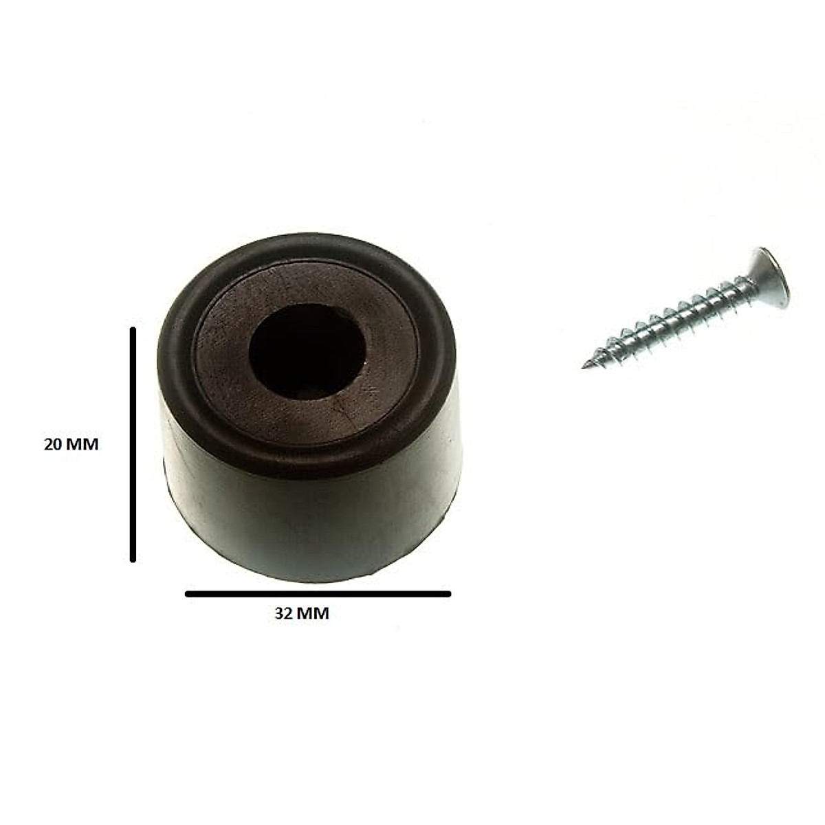 2 X 35mm Black Rubber Round Door Stops, X