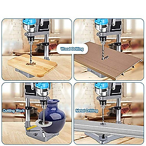 Drill Stand for Hand Drill, Universal Bench Clamp Drill Press Floor Stand Workbench Repair Tool for Drilling Collet Workshop,Single Hole Aluminum Base