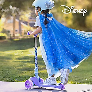 Jetson Disney Frozen 3-Wheel Kick Kids Scooter, LED Lights on Stem, Light-Up Wheels, Height-Adjustable Handlebar, Lean-To-Steer System, Easy-Folding Mechanism, Ages 3+, Purple, JFRZN-3KIK