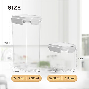 XhOSLAnd Cereal Containers Storage Set, 4 PCS Airtight Food Storage Containers with Flip-Top Lids, Plastic Cereal Organizer Dispenser for Kitchen, Pantry Organization Storage