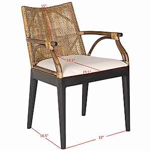 Safavieh Home Gianni Rattan Tropical Woven Arm Chair, Brown/Black