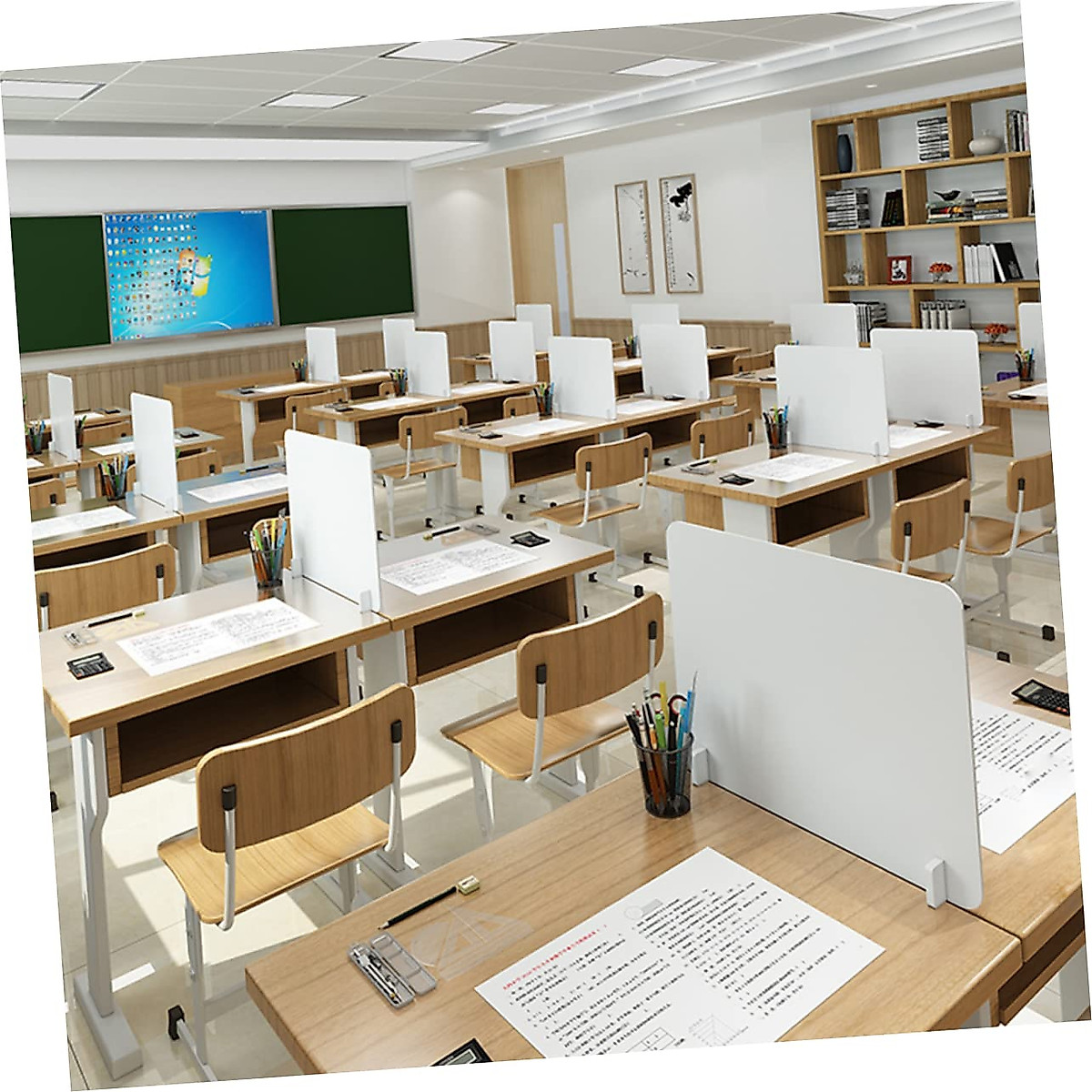 COOPHYA Desk Dividers for Students Privacy Table Desk Shelf Desk Table Divider Panels Desk Separator Panel Acrylic Desk Panels Privacy Desk Divider Splatter Guard Oven White Frosted Office