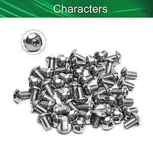 Yinpecly M5x8mm Hex Socket Head Machine Screws 304 Stainless Steel Inner Hex Socket Round Head Screw Fasteners Furniture Bolts Silver Tone 50Pcs