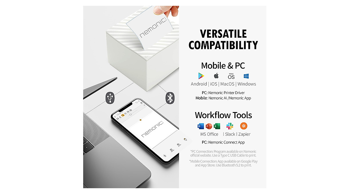 MANGOSLAB Nemonic Label Printer - Portable Wireless Label & Sticky ...