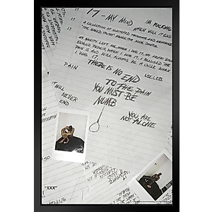 XXXtentacion 17 Album Cover Art Merch XXX Bad Vibes Forever Skins Trap Music Aesthetic Black Wood Framed Wall Art 14x20