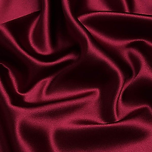 100% Pure Silk Fabric Wine Red Charmeuse Fabrics by The Pre-Cut 1 Yard for Sewing Apparel Width 44 inch