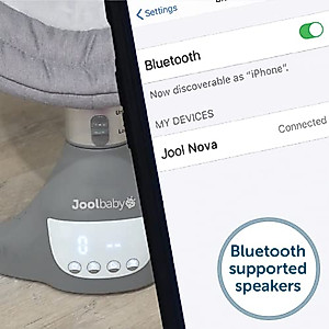 Nova Baby Swing for Infants - Motorized Bluetooth Swing, Music Speaker with 10 Preset Lullabies, Remote Control, Gray - Jool Baby