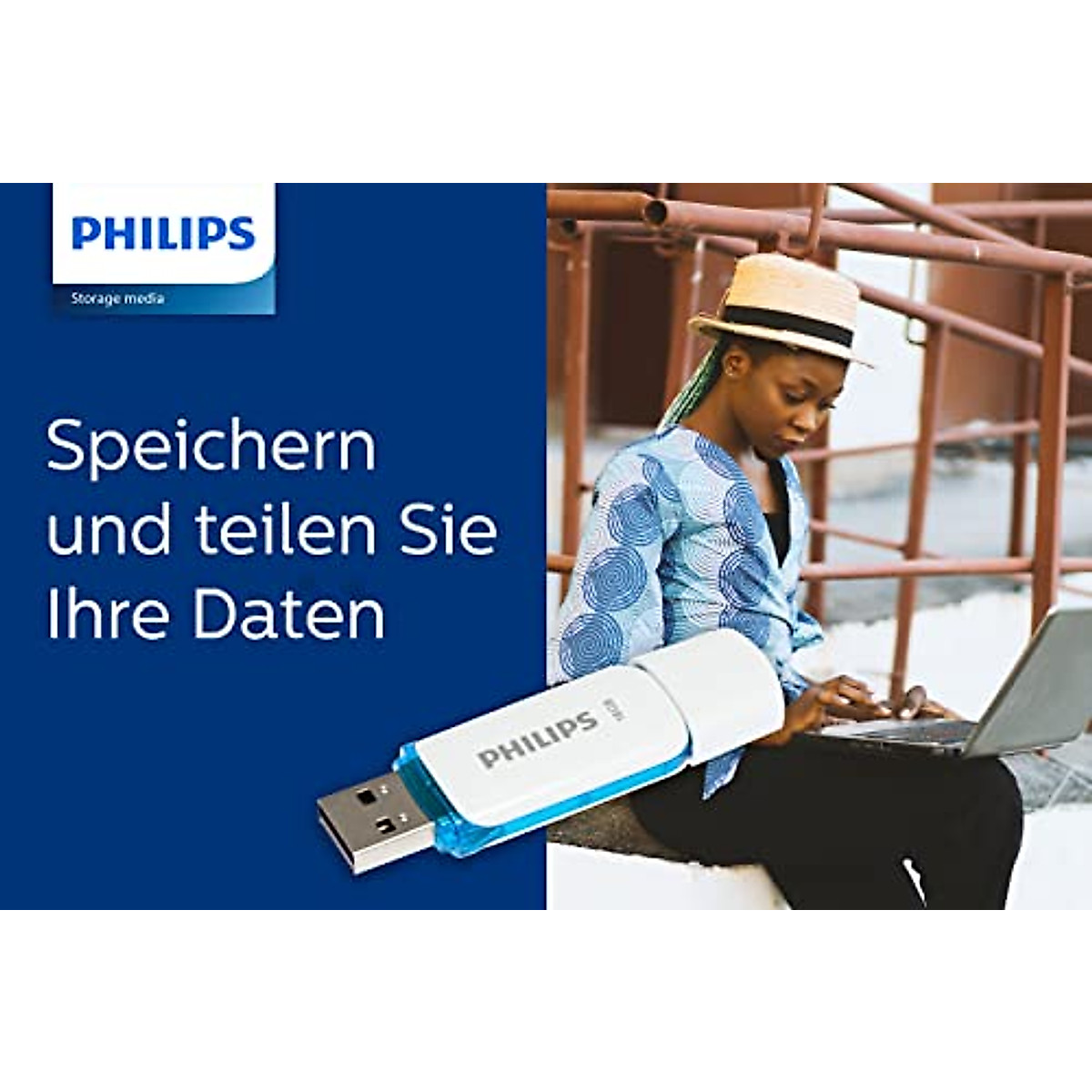 PHILIPS 16GB Flash Drive, Snow Edition USB 2.0 - White/Blue